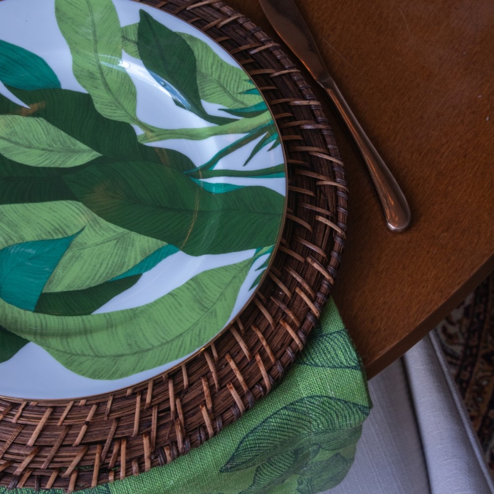 SOUSPLAT REDONDO RATTAN CHOCOLATE 35 CM 70% BAMBU 30% RATTAN