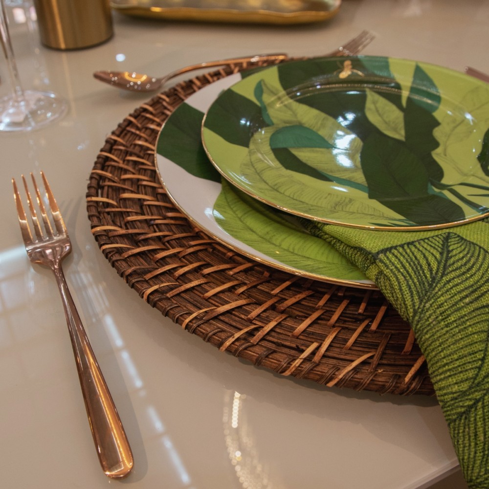 SOUSPLAT REDONDO RATTAN CHOCOLATE 35 CM 70% BAMBU 30% RATTAN